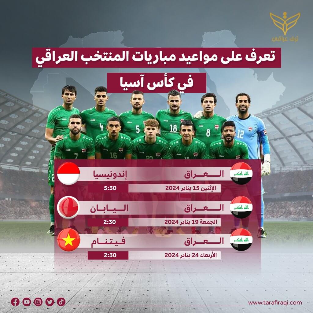 جدول مباريات العراق في كأس آسيا تعرف على مواعيد مواجهات اسود